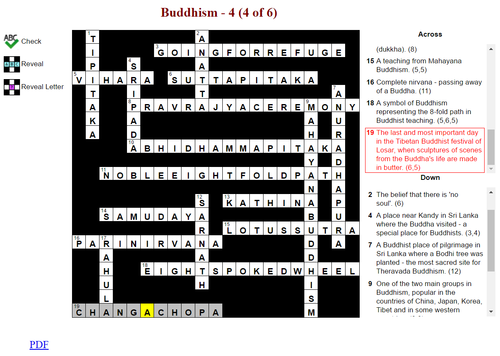 Literacy In Buddhism – Interactive Crosswords (HTML5) | Teaching Resources