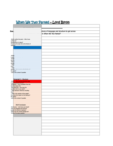 When We Two Parted - Lord Byron - Love/ Relationships Poetry | Teaching ...