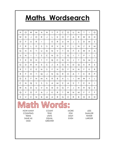 Maths Words Wordsearch | Teaching Resources