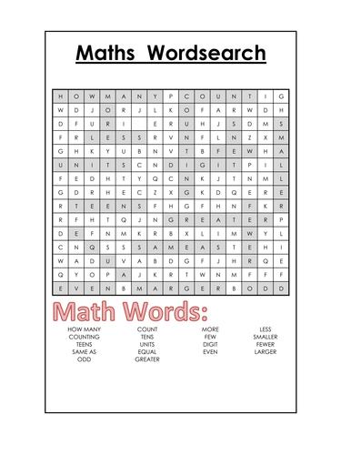 Maths Words Wordsearch | Teaching Resources
