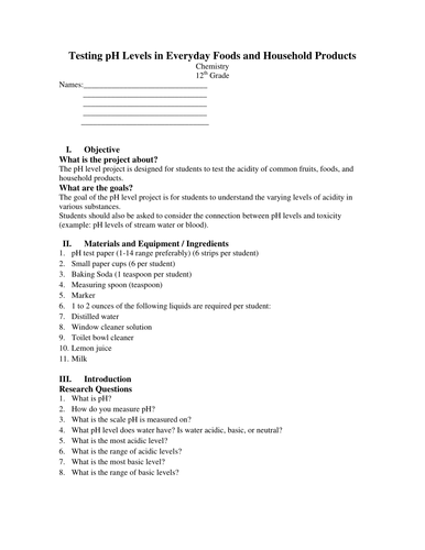 pH lab activity | Teaching Resources
