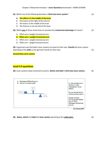 GCSE PE - Classification of 3 lever systems | Teaching Resources GCSE PE - Classification of 3 lever systems | Teaching Resources