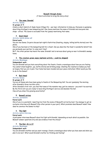 Beowulf, 3 week writing unit | Teaching Resources