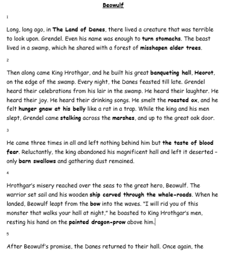 Beowulf, 3 week writing unit | Teaching Resources