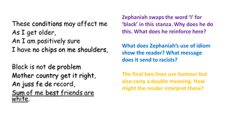 Benjamin Zephaniah No problem new specification 9-1 conflict poetry ...
