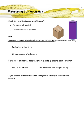 Measuring and measurement, practical problem solving, surface area and ...