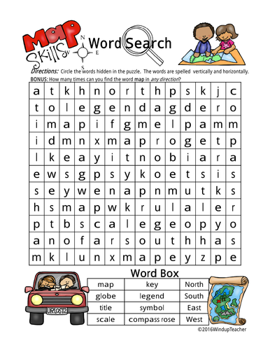 Map Skills Word Search *Easy | Teaching Resources