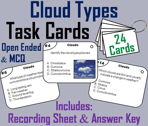Earth Science Task Cards: Clouds, Fossils, Landforms, Rock Cycle ...