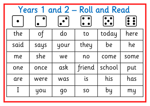 Year 1/2 Common Exception Words - Roll and Read Game | Teaching Resources