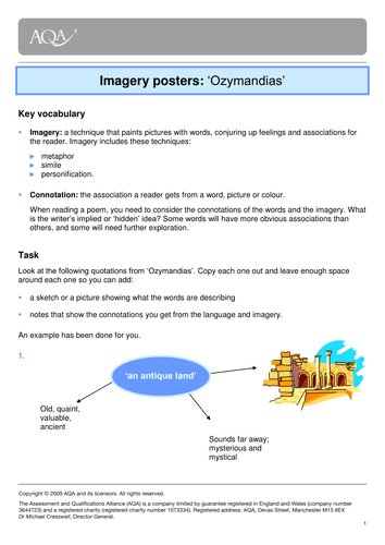GCSE Poetry Analysis of "Ozymandias" With Lots of Activities Suitable ...