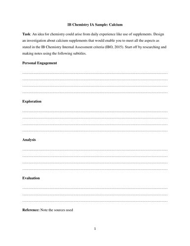 IB Chemistry IA Sample: Is there a significance difference in calcium ...
