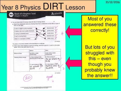 Year 8 P2 Energy topic revision and DIRT Feedback. | Teaching Resources