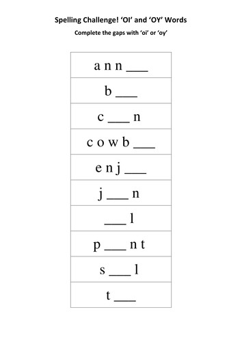 KS1 National Spelling - OI and OY Words - 3 Worksheets | Teaching Resources
