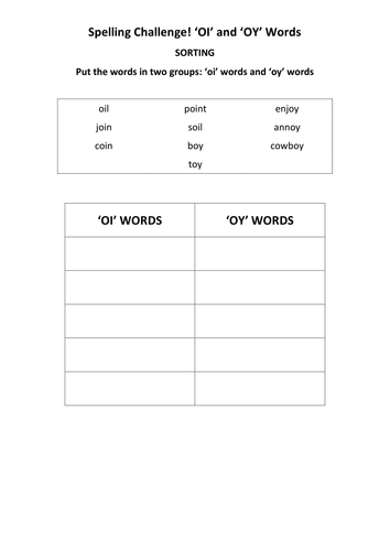 KS1 National Spelling - OI and OY Words - 3 Worksheets | Teaching Resources