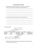REVISION WORKSHEET-DATABASE | Teaching Resources