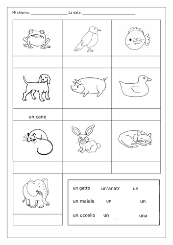 ITALIAN - Animals - Gli Animali - Activity Booklet - Worksheets ...