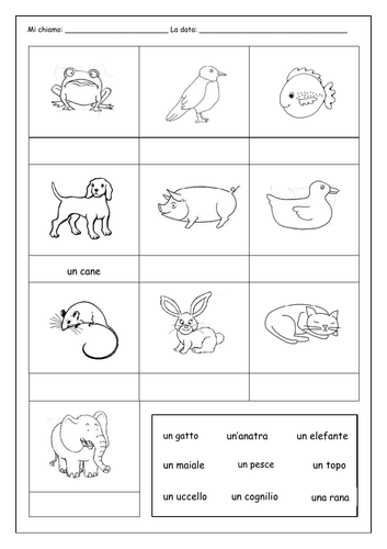 ITALIAN - Animals - Gli Animali - Activity Booklet - Worksheets ...