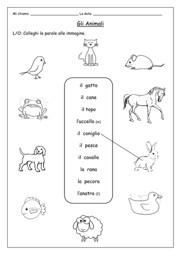 ITALIAN - Animals - Gli Animali - Activity Booklet - Worksheets ...