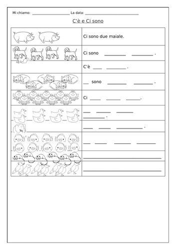 ITALIAN - Animals - Gli Animali - Activity Booklet - Worksheets ...