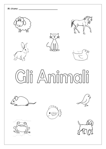 ITALIAN - Animals - Gli Animali - Activity Booklet - Worksheets ...