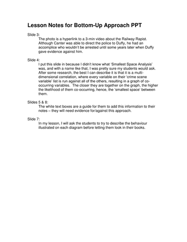 AQA Forensic Psychology Offender Profiling: Top-Down & Bottom-Up ...