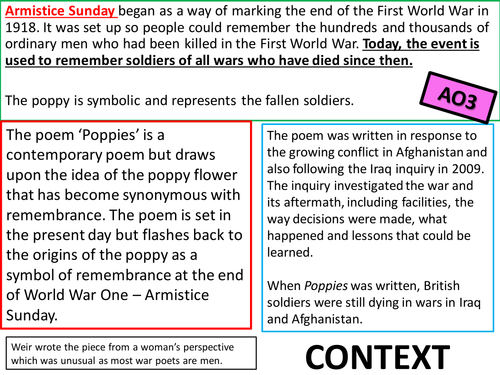 Edexcel Conflict poetry - context lessons new specification GCSE 9-1 ...