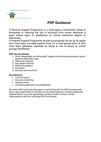 Pastoral Support Proformas and Advice | Teaching Resources