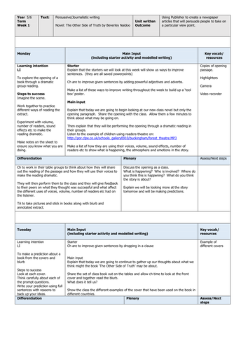 Week 1 The Other Side of Truth_Beverley Naidoo | Teaching Resources