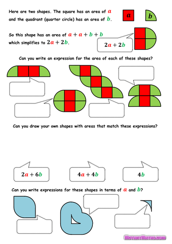🍕 Algebra as Shapes 🍕 Conceptual understanding of expressions ...