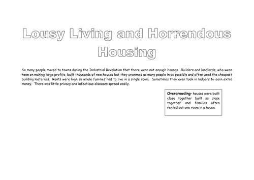 Industrial Revolution living conditions | Teaching Resources