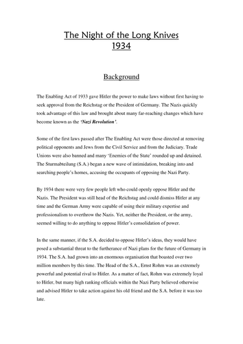 Night of the Long Knives | Teaching Resources