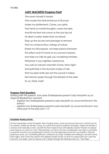 How is Lady Macbeth not a typical Jacobean woman? Planning sheets ...
