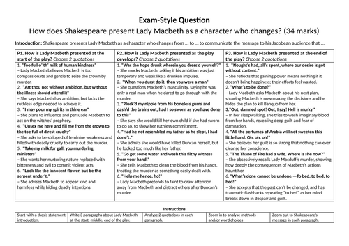 How is Lady Macbeth not a typical Jacobean woman? Planning sheets ...