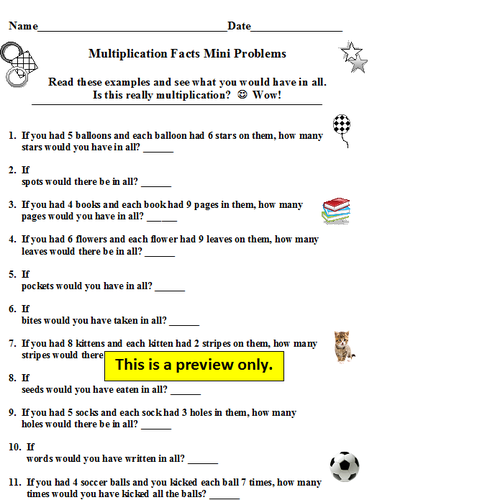 Multiplication Facts 15 Worksheets | Teaching Resources