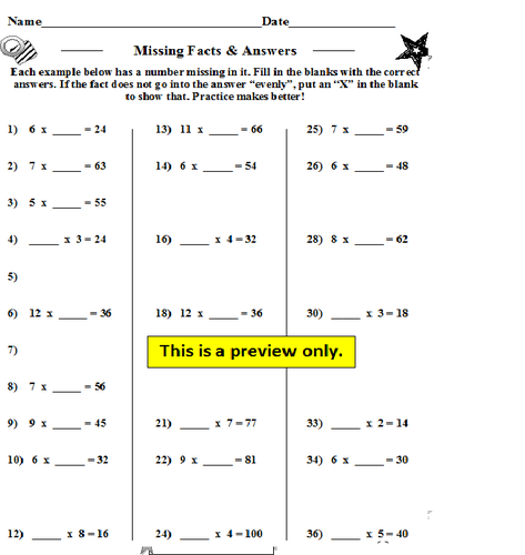Multiplication Facts 15 Worksheets | Teaching Resources