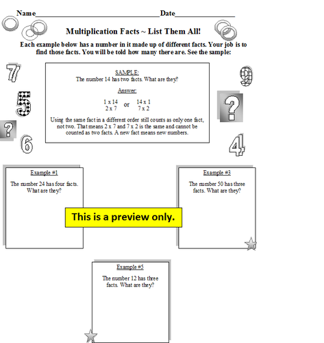 Multiplication Facts 15 Worksheets | Teaching Resources