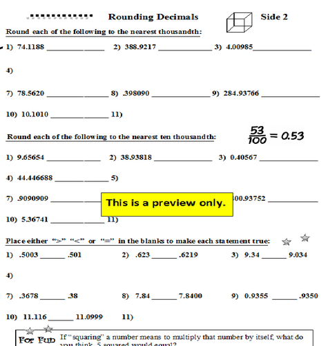 Decimals Practice Sheets 9 Worksheets | Teaching Resources