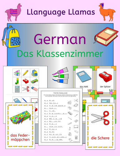 German Classroom - Das Klassenzimmer vocabulary activities, puzzles and ...