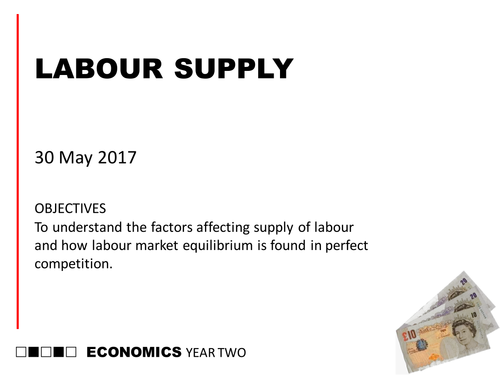 AQA A-level Economics (new spec) 2-10 The Labour Market: Labour Supply ...