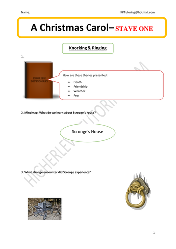DICKENS: A Christmas Carol - STAVE ONE complete worksheets | Teaching ...