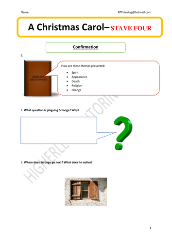 DICKENS: A Christmas Carol - STAVE FOUR. Complete question and activity ...