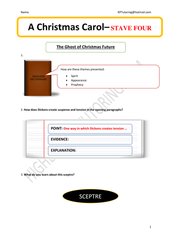 DICKENS: A Christmas Carol - STAVE FOUR. Complete question and activity ...