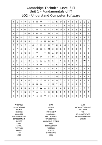 Cambridge Technical Level 3 IT 2016 Unit 1 Word Search Activities ...