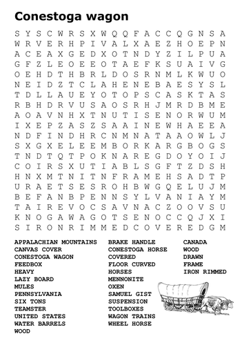 Conestoga Wagon Word Search | Teaching Resources