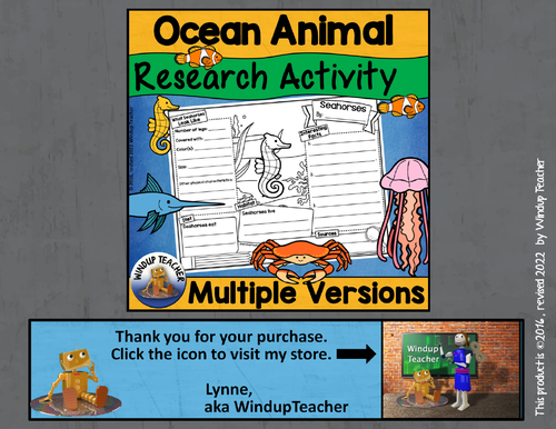 Ocean Animal Research Activity | Teaching Resources