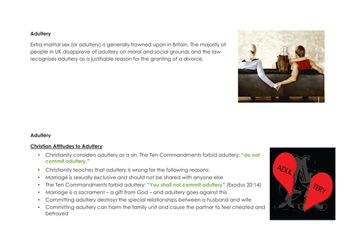 Adultery Separation and Divorce Lesson for Issues of Relationships Unit ...