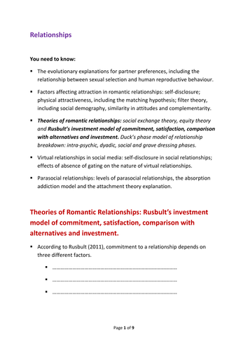 Relationships - Theories - Rusbult - to go with full Relationships ppt ...