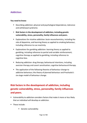 Addiction - Risk Factors - to go with full Addiction ppt. | Teaching ...