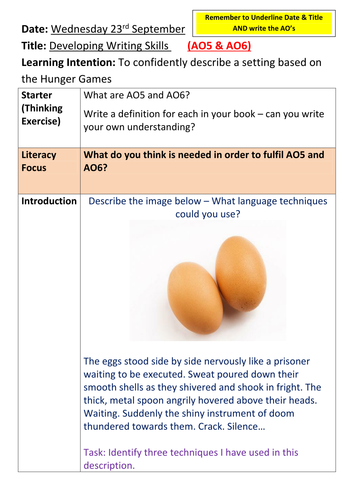The Hunger Games - Lesson 10-12 | Teaching Resources