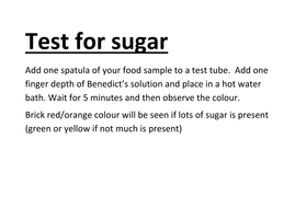 Food tests - practical instructions and worksheet activity (GCSE ...